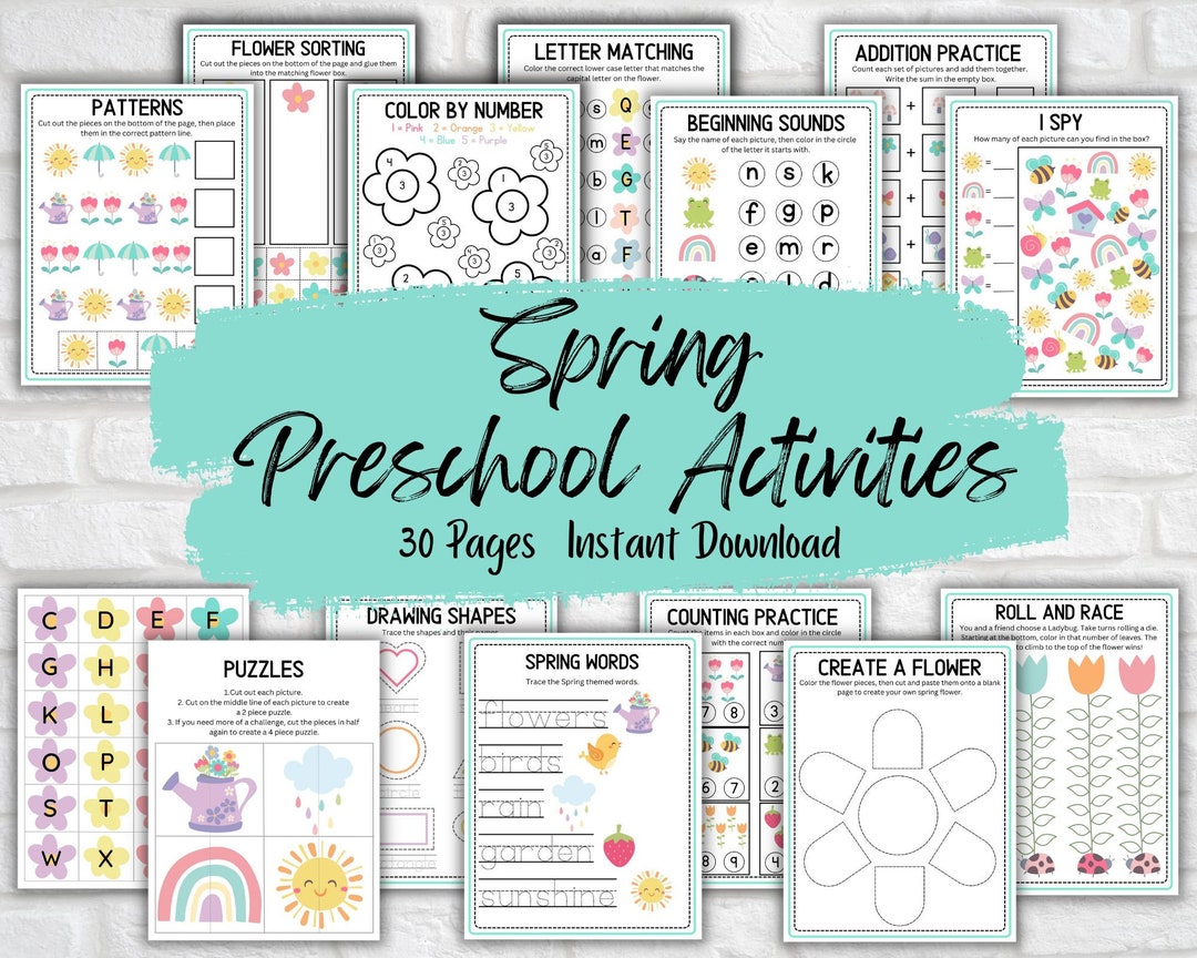 Printable Spring Preschool Activity Bundle - Etsy