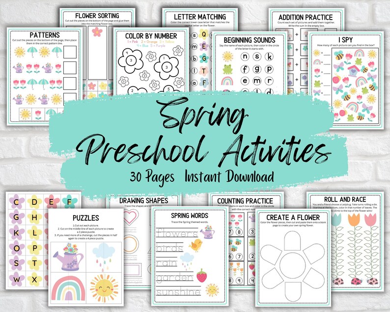 Printable Spring Preschool Activity Bundle - Etsy