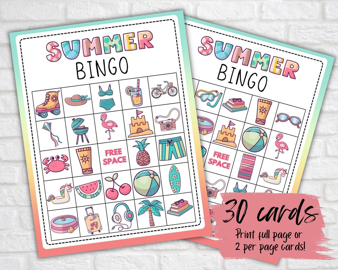 Printable Summer BINGO - Etsy