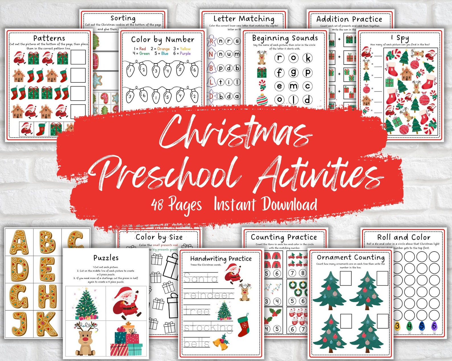 Printable Christmas Preschool Activity Bundle - Etsy