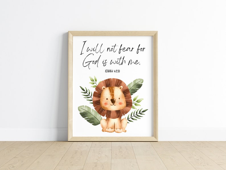 Nursery Bible Verse Wall Art, Safari Animals Wall Art, Nursery Animal ...