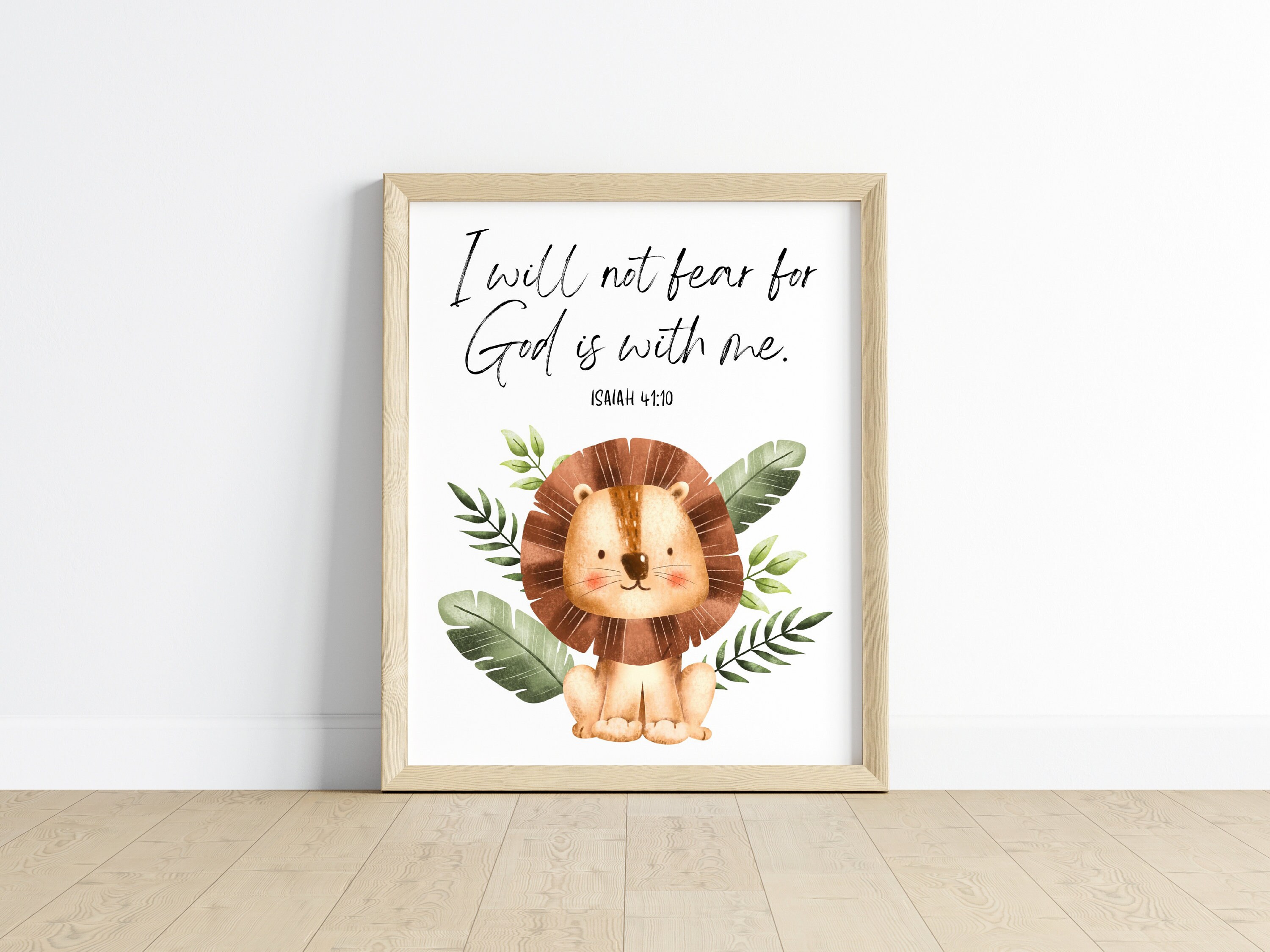 Nursery Bible Verse Wall Art, Safari Animals Wall Art, Nursery Animal ...