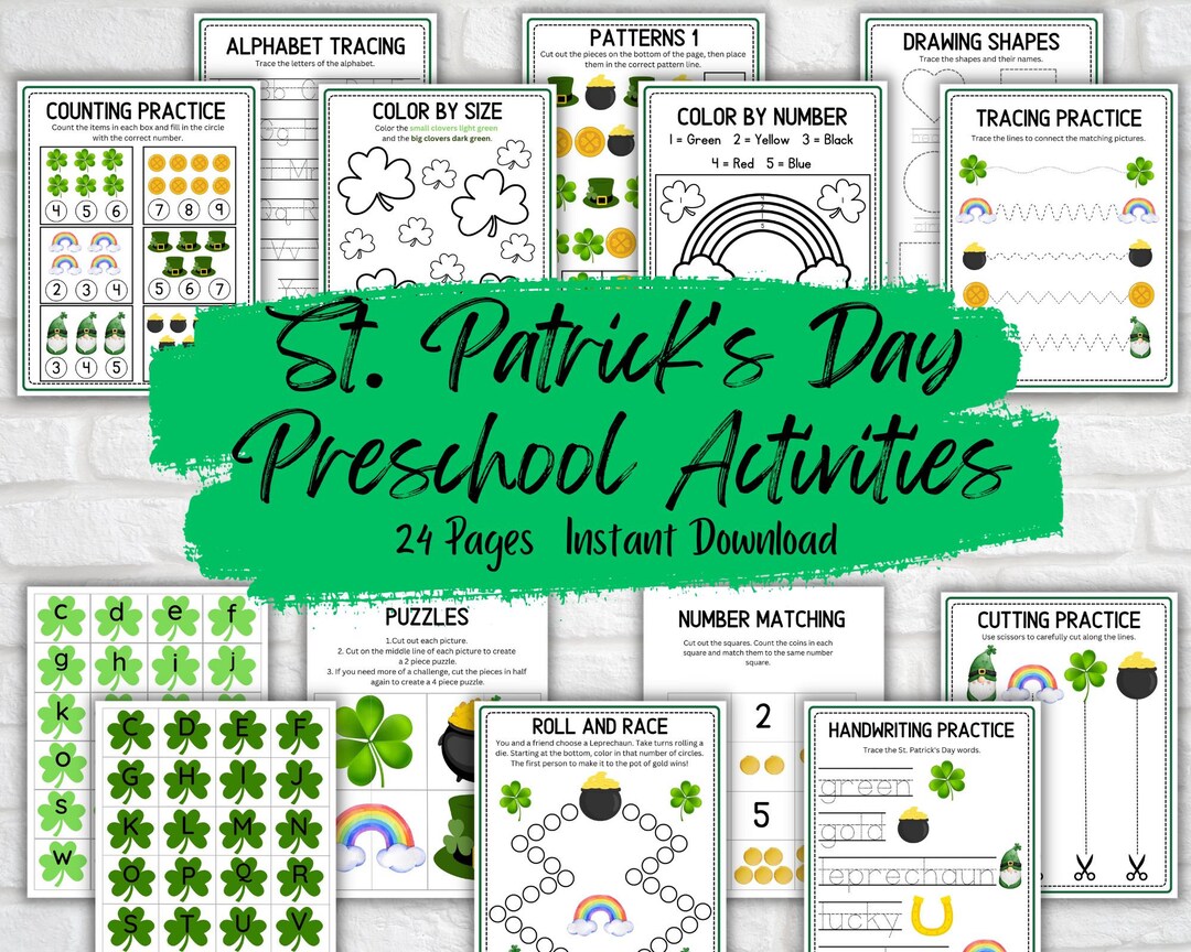 Printable St. Patrick's Day Preschool Activity Bundle - Etsy