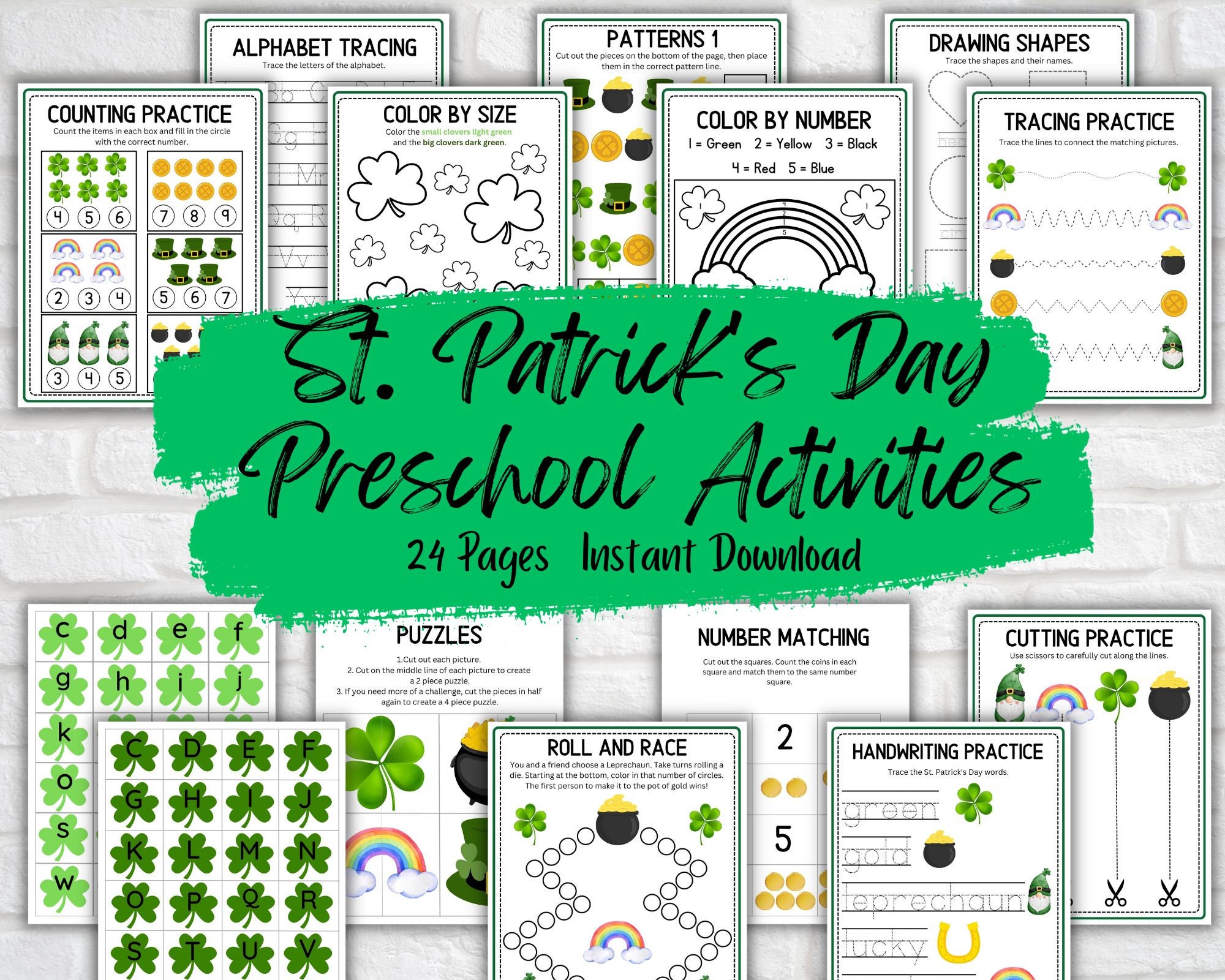 Printable St. Patrick's Day Preschool Activity Bundle - Etsy