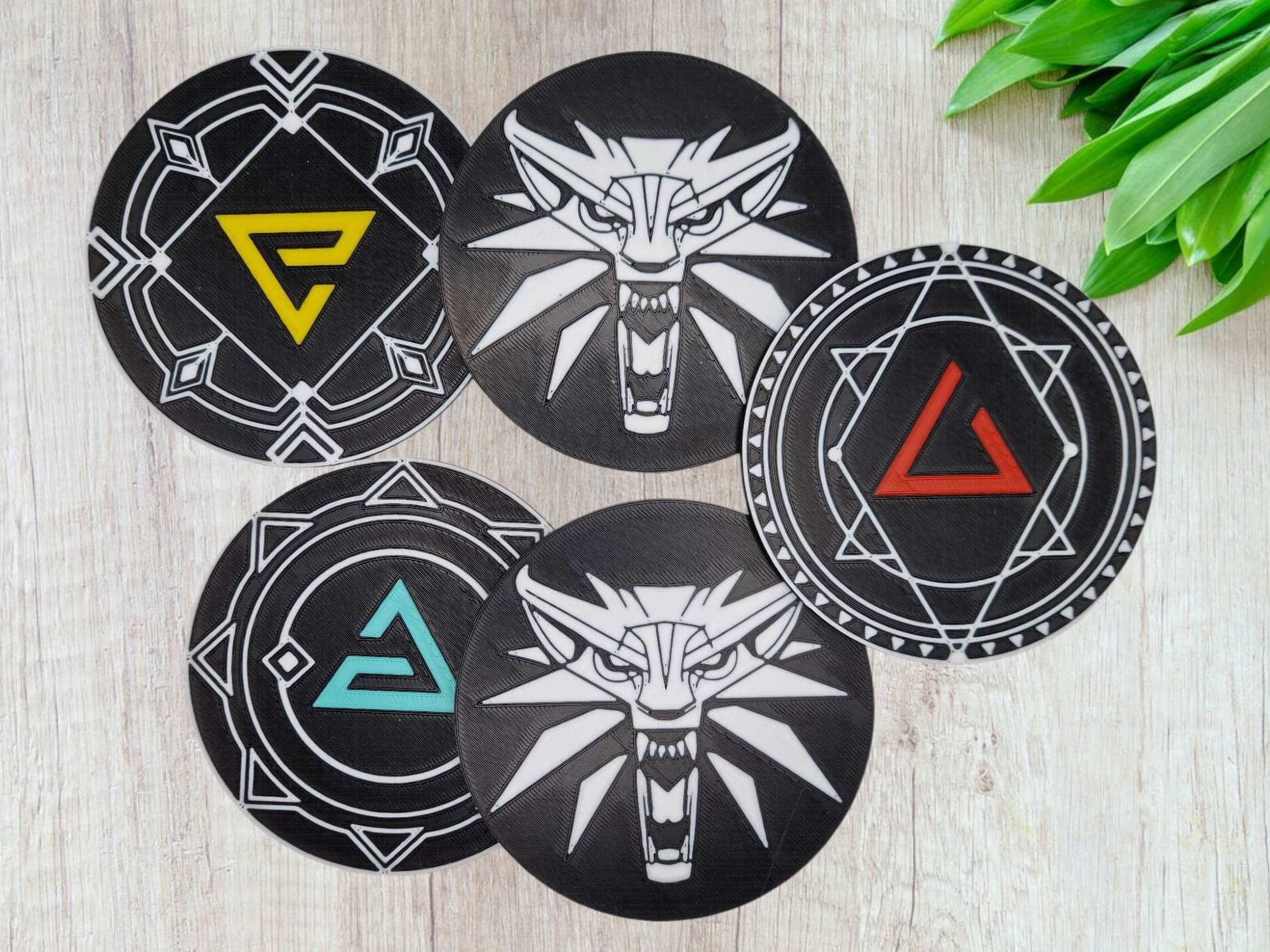 The Witcher Insignia Coasters Set of 5 Insignia - Etsy
