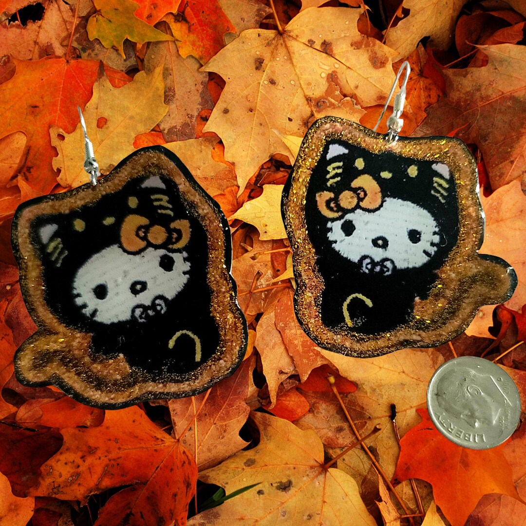 Hello Kitty Halloween Kitty Black Cat Earrings - Etsy