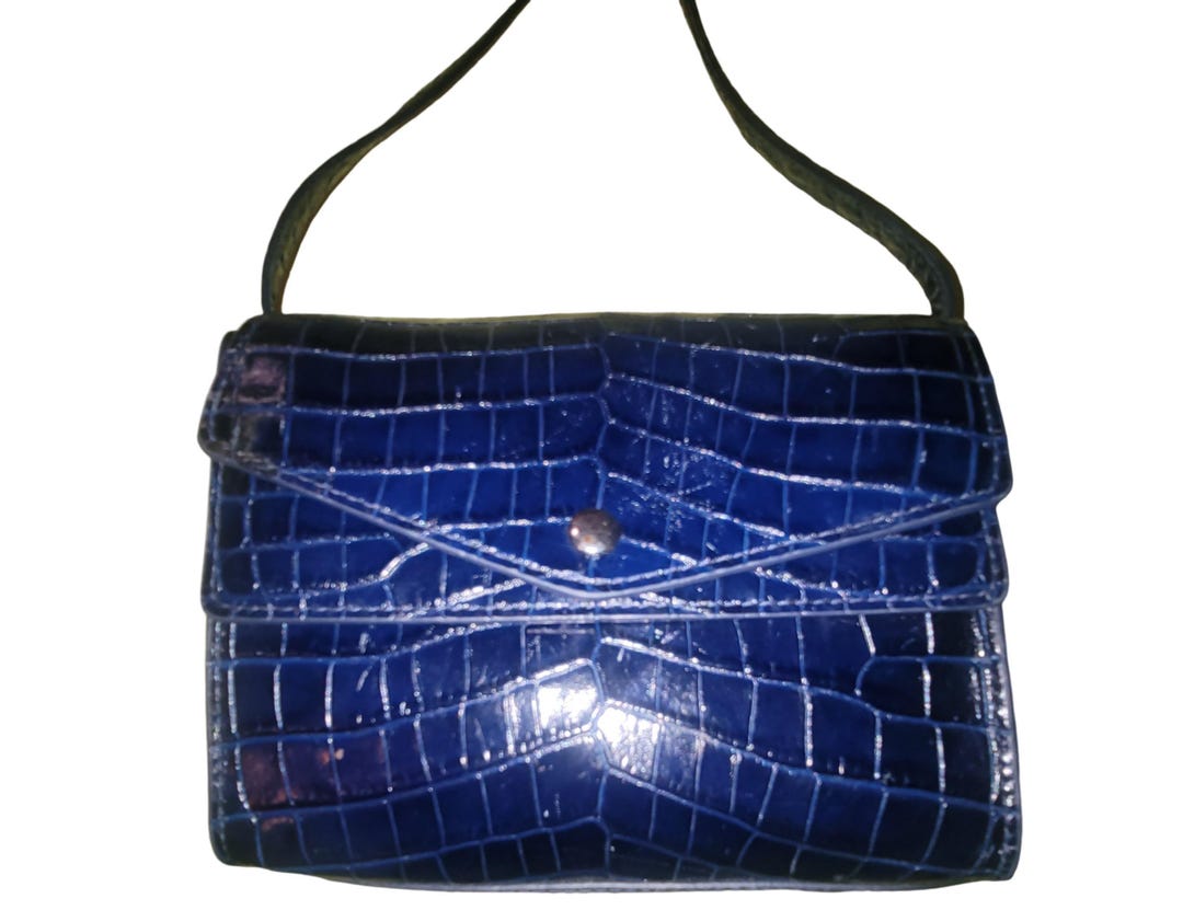 Elizabeth & James Croc Eloise Field Bag Navy Blue - Etsy