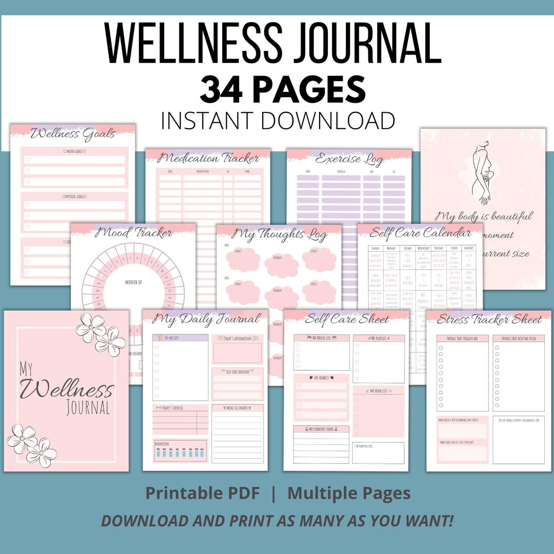 My Wellness Journal Printable Self Care and Wellness Planner - Etsy