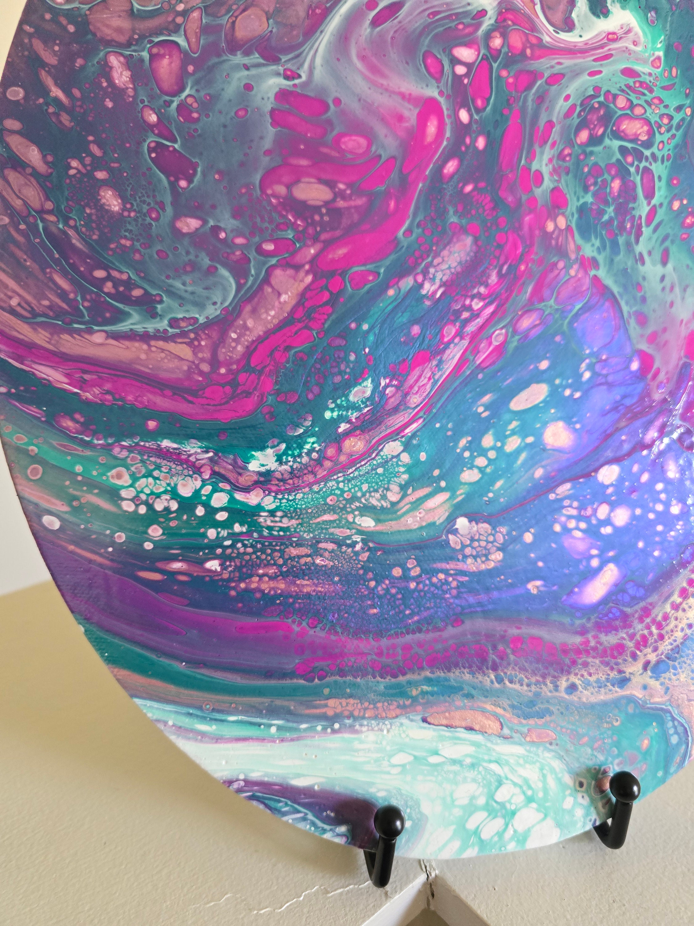EASTER EGG Original Abstract Acrylic Fluid Pour Painting, Oval 11 X 14 ...