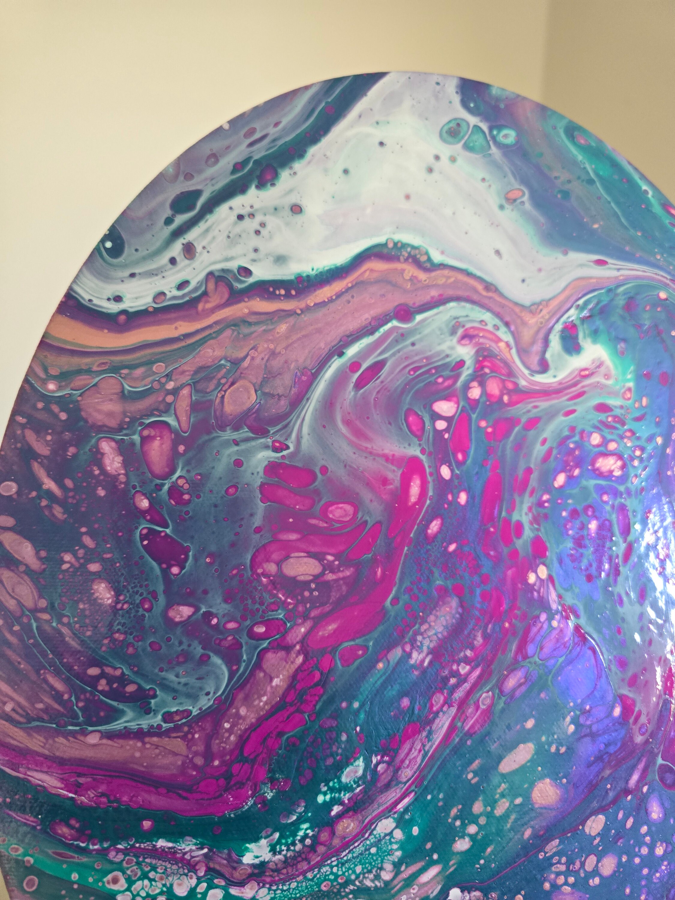 EASTER EGG Original Abstract Acrylic Fluid Pour Painting, Oval 11 X 14 ...
