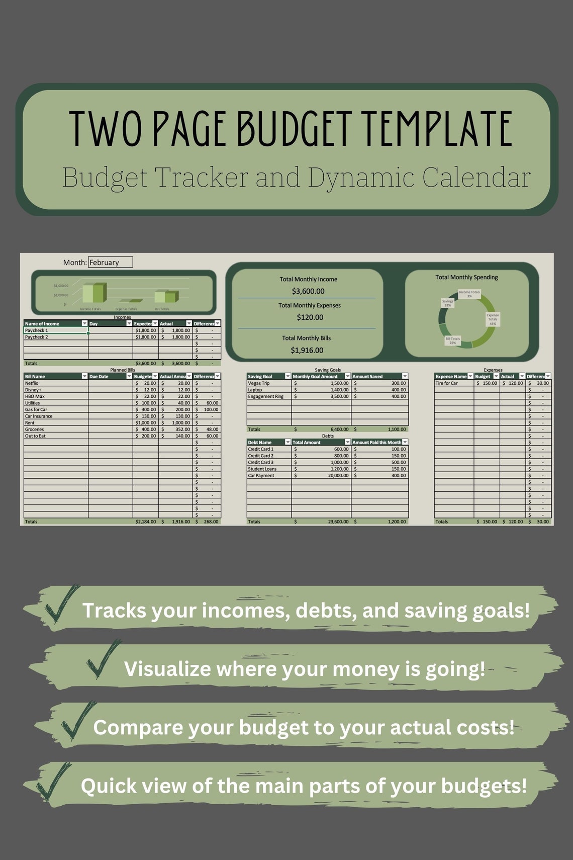 Budget Tracker Template to Plan Paychecks Dynamic Calendar Starter ...