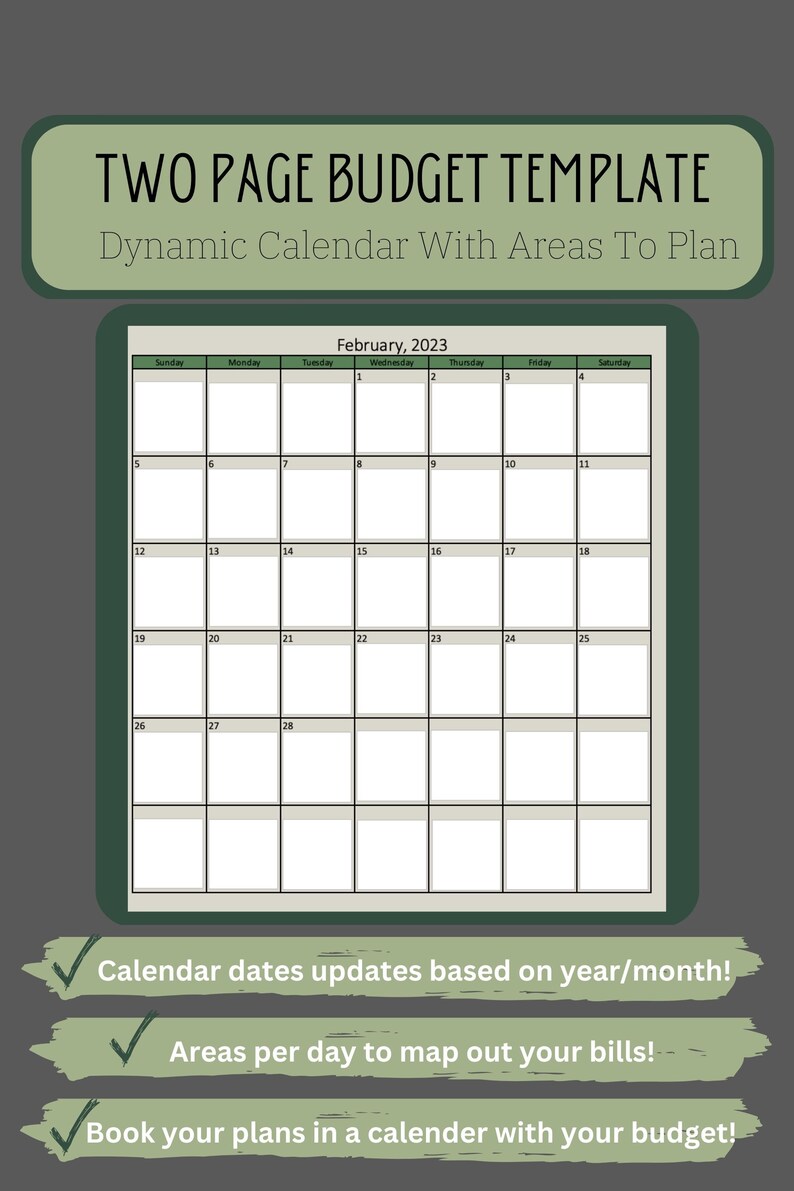 Budget Tracker Template to Plan Paychecks Dynamic Calendar Starter ...