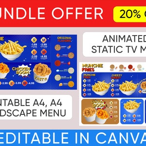 Restaurant Kiosk Menu Bundle Printable A4 A3 Restaurant Menu + Digital ...