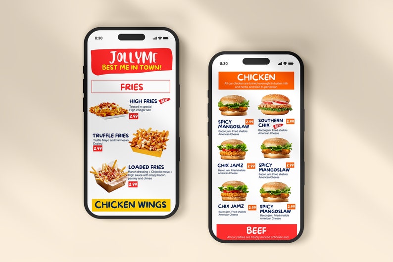 Mobile Menu Canva Template Food Menu QR Scan Mobile FREE Website Simple ...