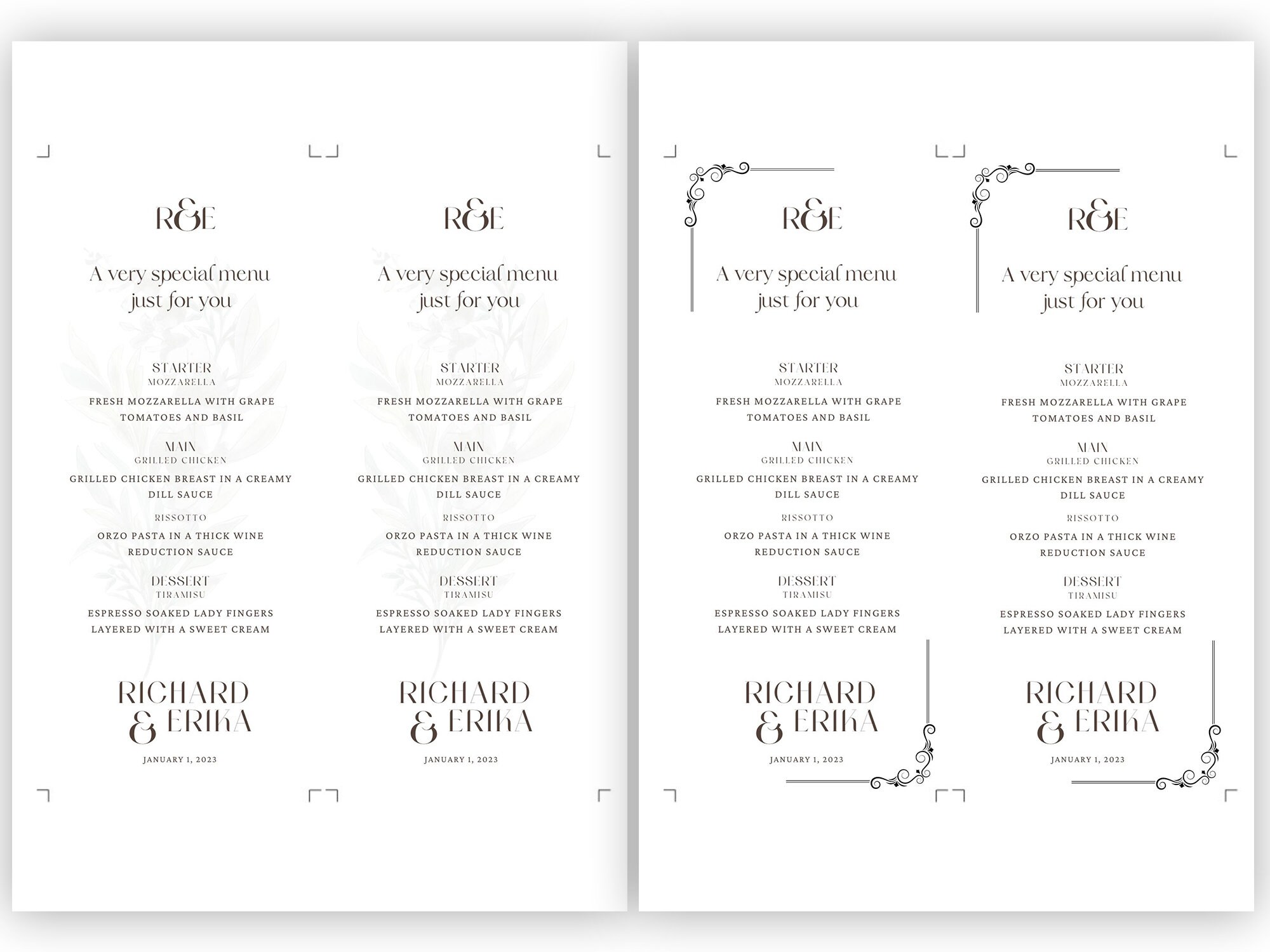 Wedding Menu Template, Editable in Canva, Wedding Table Menu Printable ...