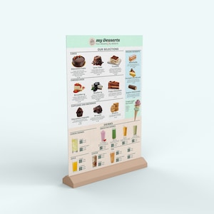 Dessert Menu Template Canva, the Dessert Sign, A4, A5, A3, A0 Portrait ...