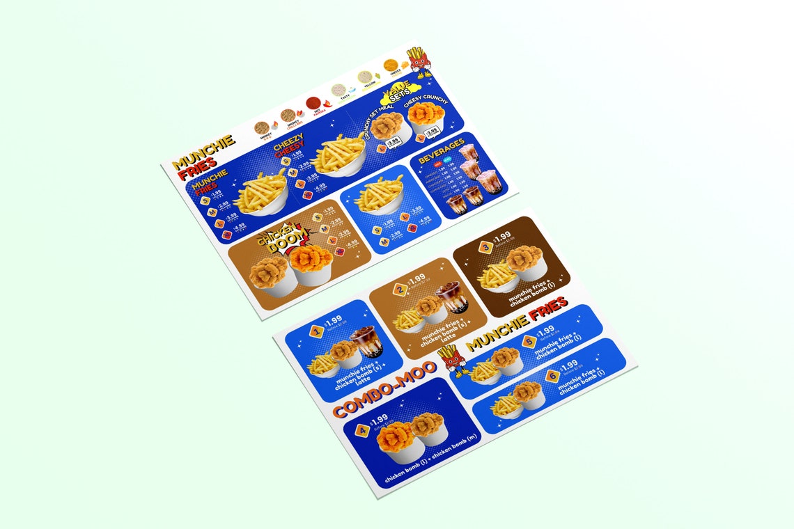 Editable Chicken and Fries Food Menu Template for Canva, Vibrant and ...