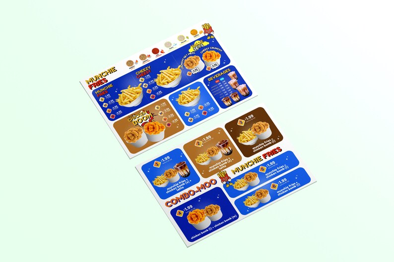 Editable Chicken and Fries Food Menu Template for Canva, Vibrant and ...