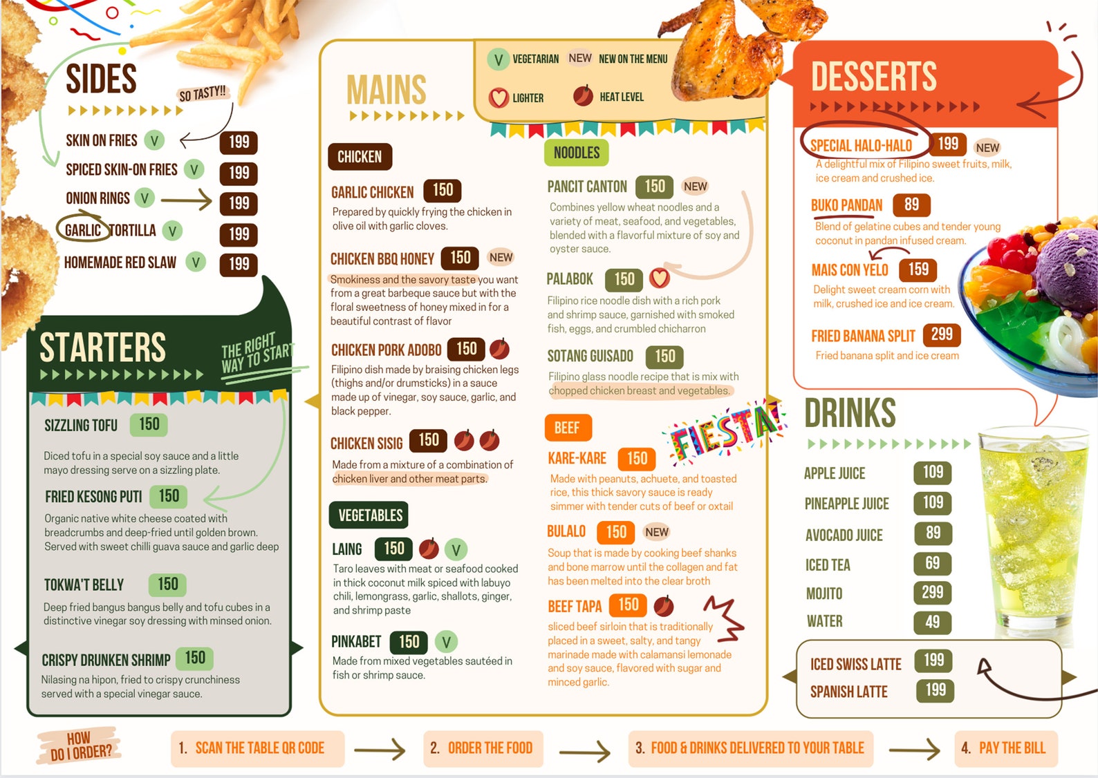 Editable Asian Filipino Food Menu Template for Canva Vibrant and ...