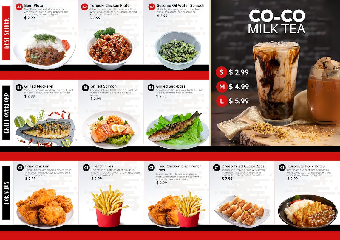 Editable Restaurant Food Menu Template for Canva, Vibrant and Delicious ...