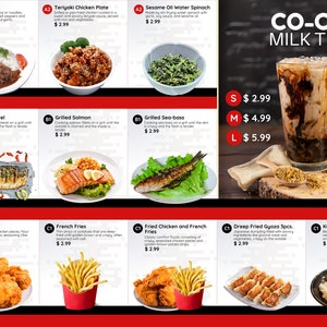 Editable Restaurant Food Menu Template for Canva, Vibrant and Delicious ...