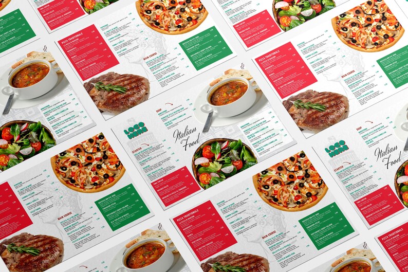 Italian Food Menu Editable Canva for Restaurant Italy Pizza, Pasta and ...