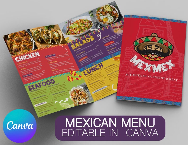 Mexican Menu Bundle Printable A4 A3 Restaurant Menu + Digital TV Menu ...