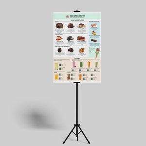 Dessert Menu Template Canva, the Dessert Sign, A4, A5, A3, A0 Portrait ...
