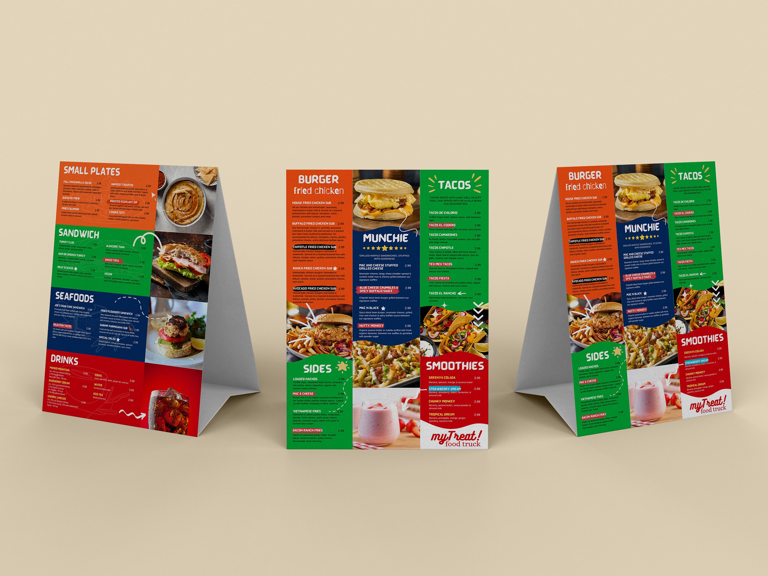 Editable Food Stand Tent Restaurant Menu Template for Canva, Vibrant ...