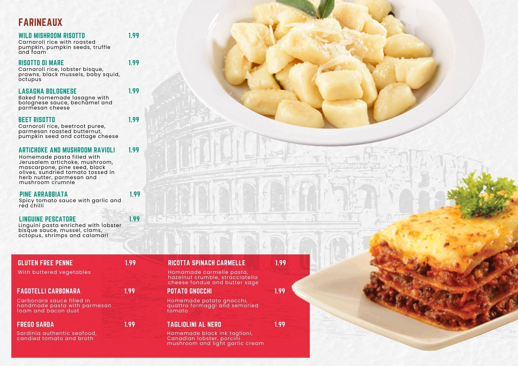 Italian Food Menu Editable Canva for Restaurant Italy Pizza, Pasta and ...