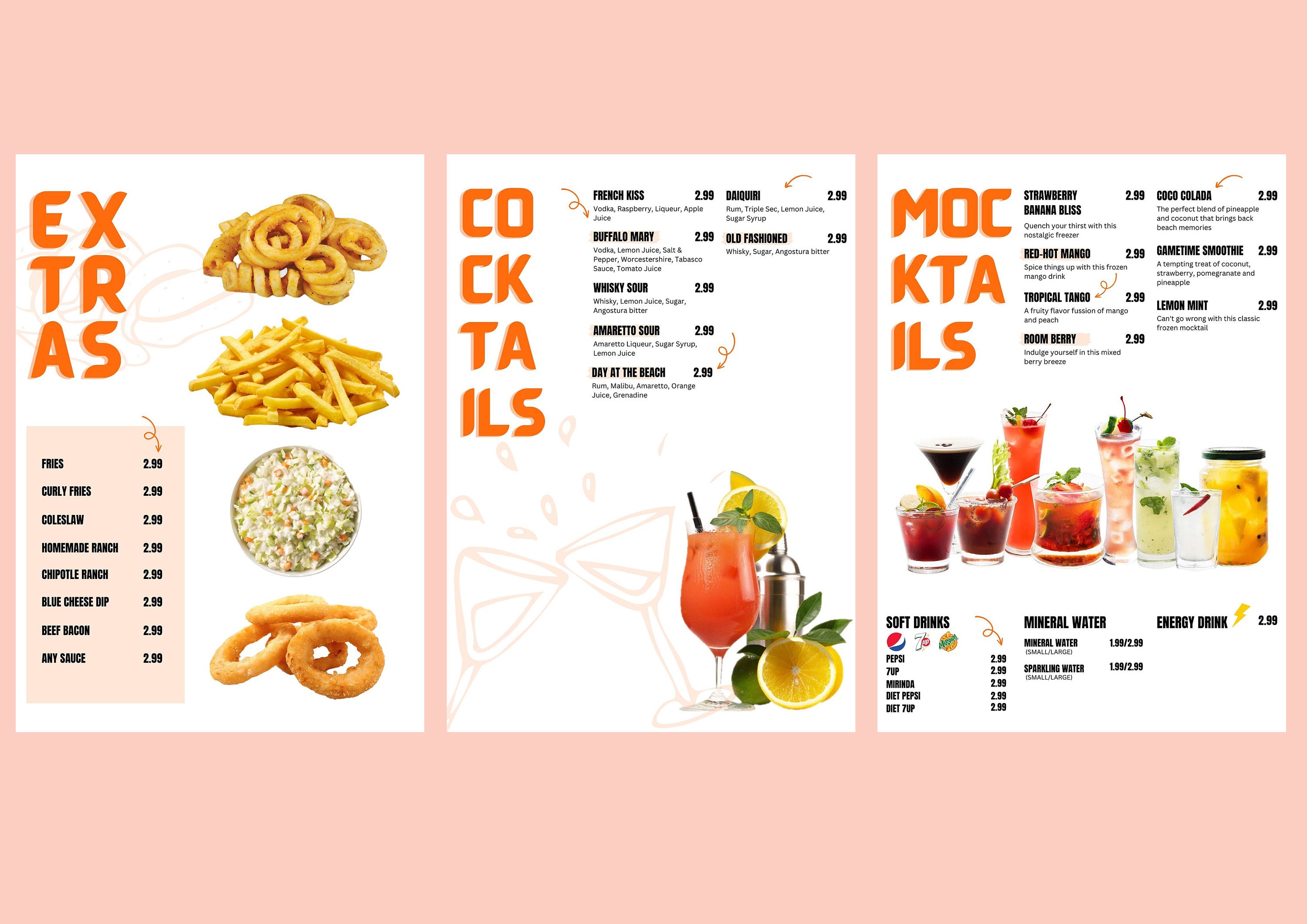 Bar Menu Template, Modern Editable Drink Menu Canva Template ...