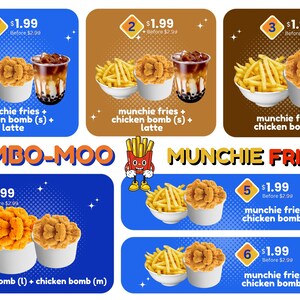 Editable Chicken and Fries Food Menu Template for Canva, Vibrant and ...