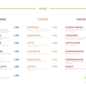 Coffee Shop Menu Template, Modern Editable Drink Menu Template ...