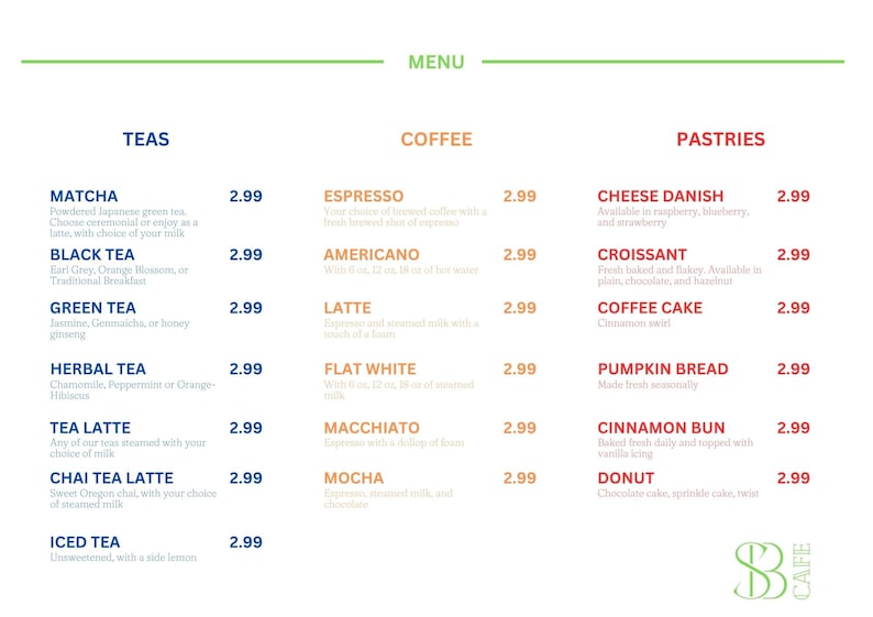 Coffee Shop Menu Template, Modern Editable Drink Menu Template ...