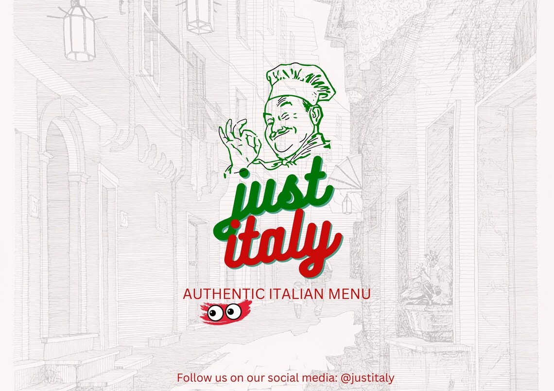 Italian Food Menu Editable Canva for Restaurant Italy Pizza, Pasta and ...