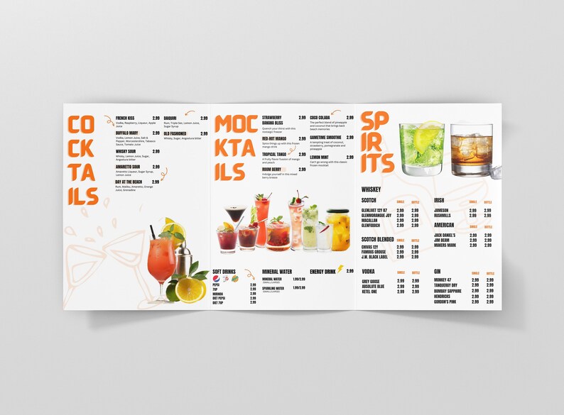 Bar Menu Template, Modern Editable Drink Menu Canva Template ...