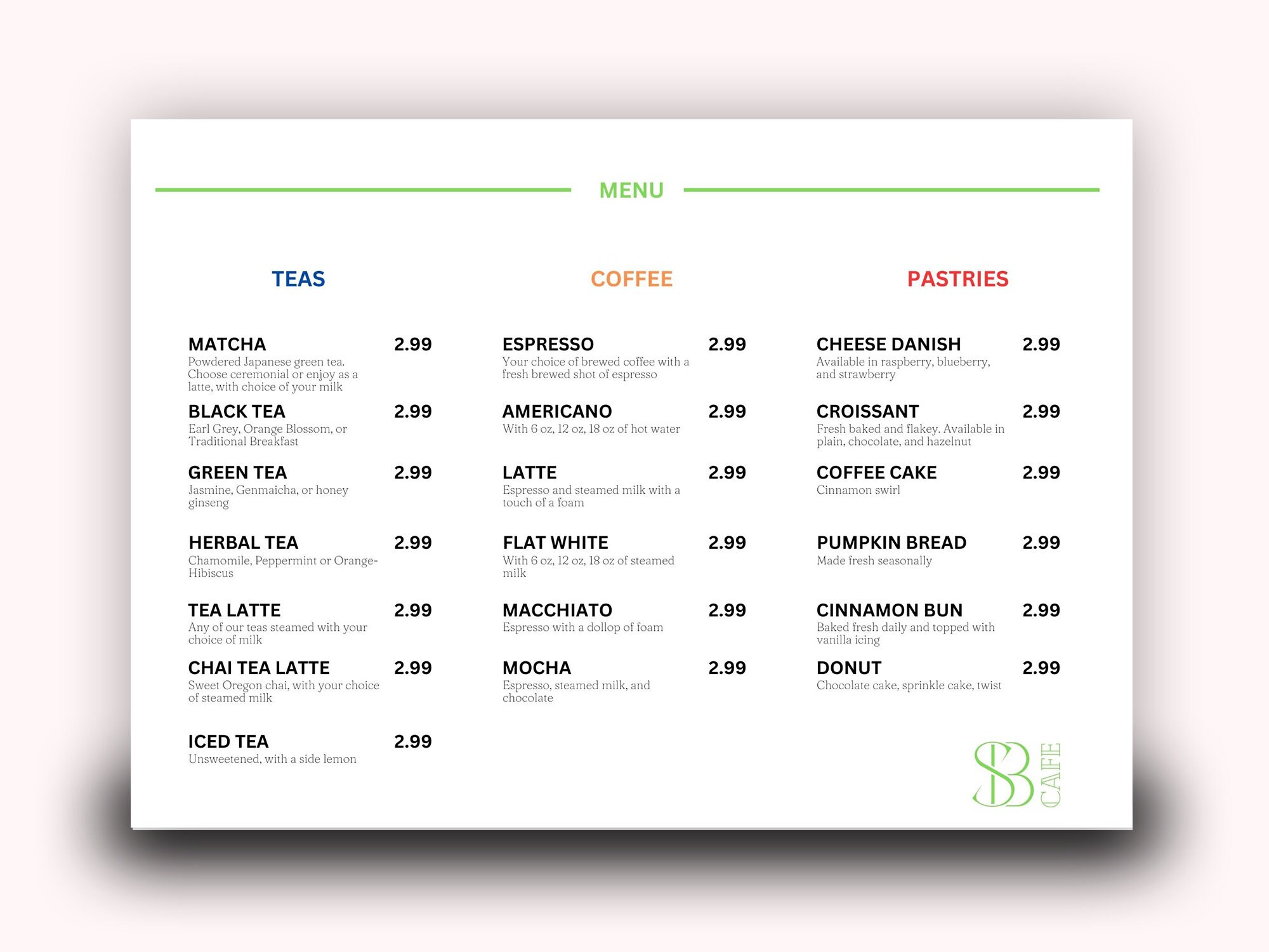 Coffee Shop Menu Template, Modern Editable Drink Menu Template ...