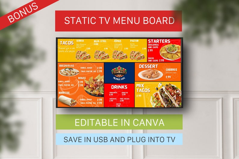 Editable Mexican Food Menu Template for Canva, Vibrant and Delicious ...