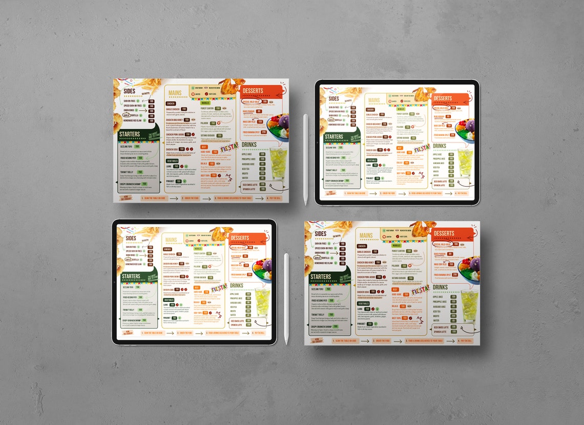 Editable Asian Filipino Food Menu Template for Canva Vibrant and ...