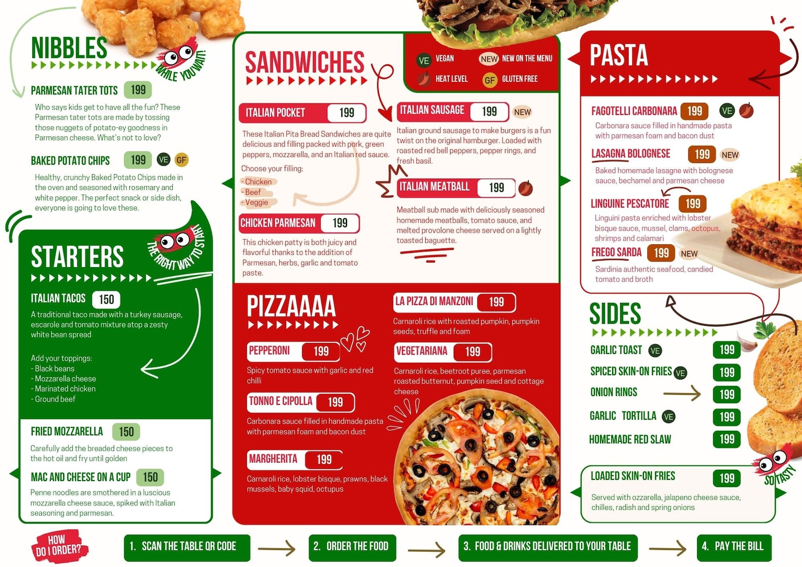 Italian Food Menu Editable Canva for Restaurant Italy Pizza, Pasta and ...