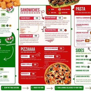 Italian Food Menu Editable Canva for Restaurant Italy Pizza, Pasta and ...