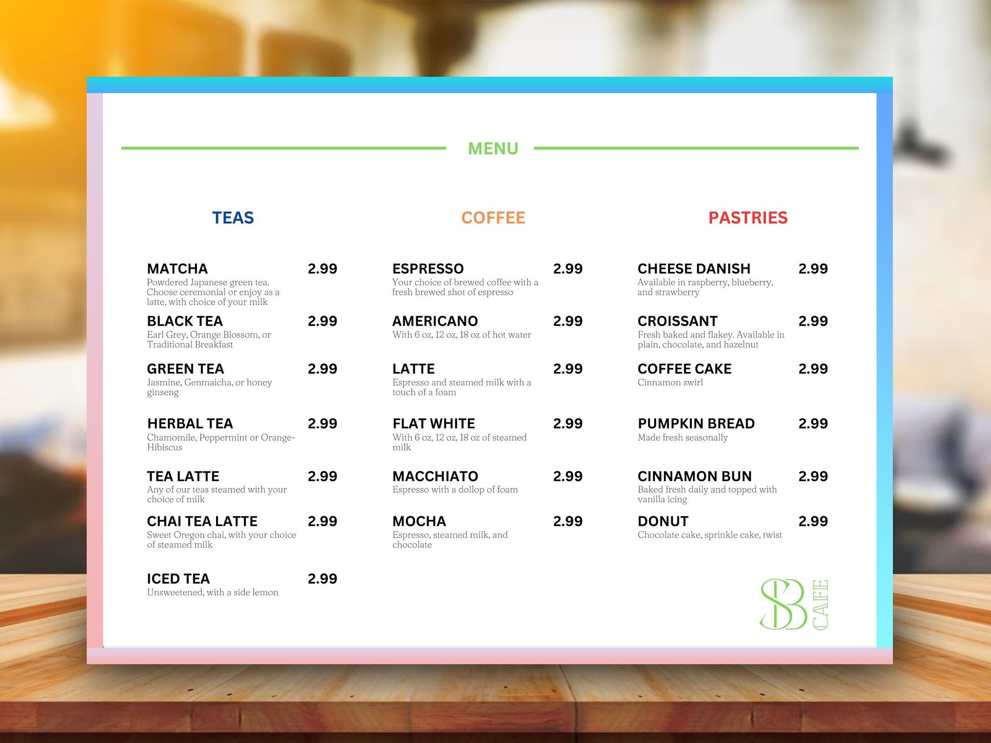 Coffee Shop Menu Template, Modern Editable Drink Menu Template ...