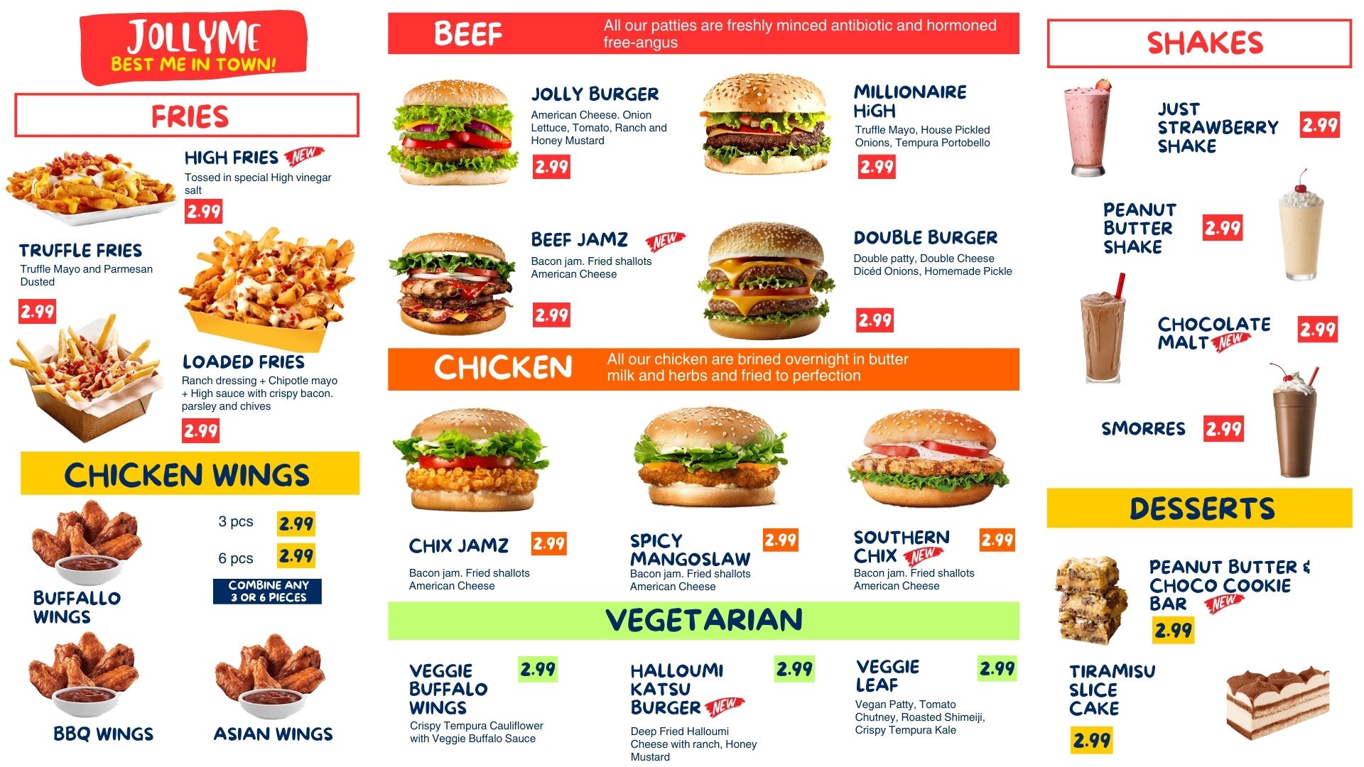 Burger and Fries Food Menu Editable Canva for Restaurant Desserts, Food ...