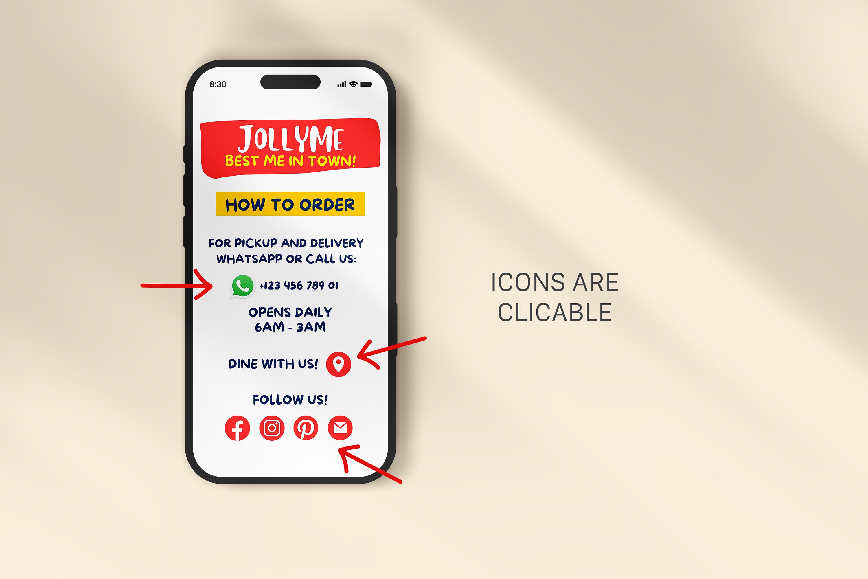 Mobile Website Menu Canva Template Food Menu QR Scan Mobile FREE ...