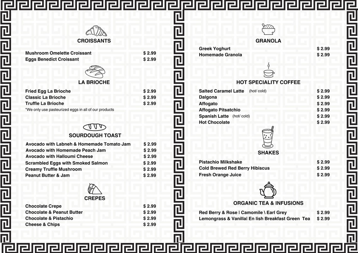 Printable Modern Menu Template Canva Restaurant Menu Template - Etsy