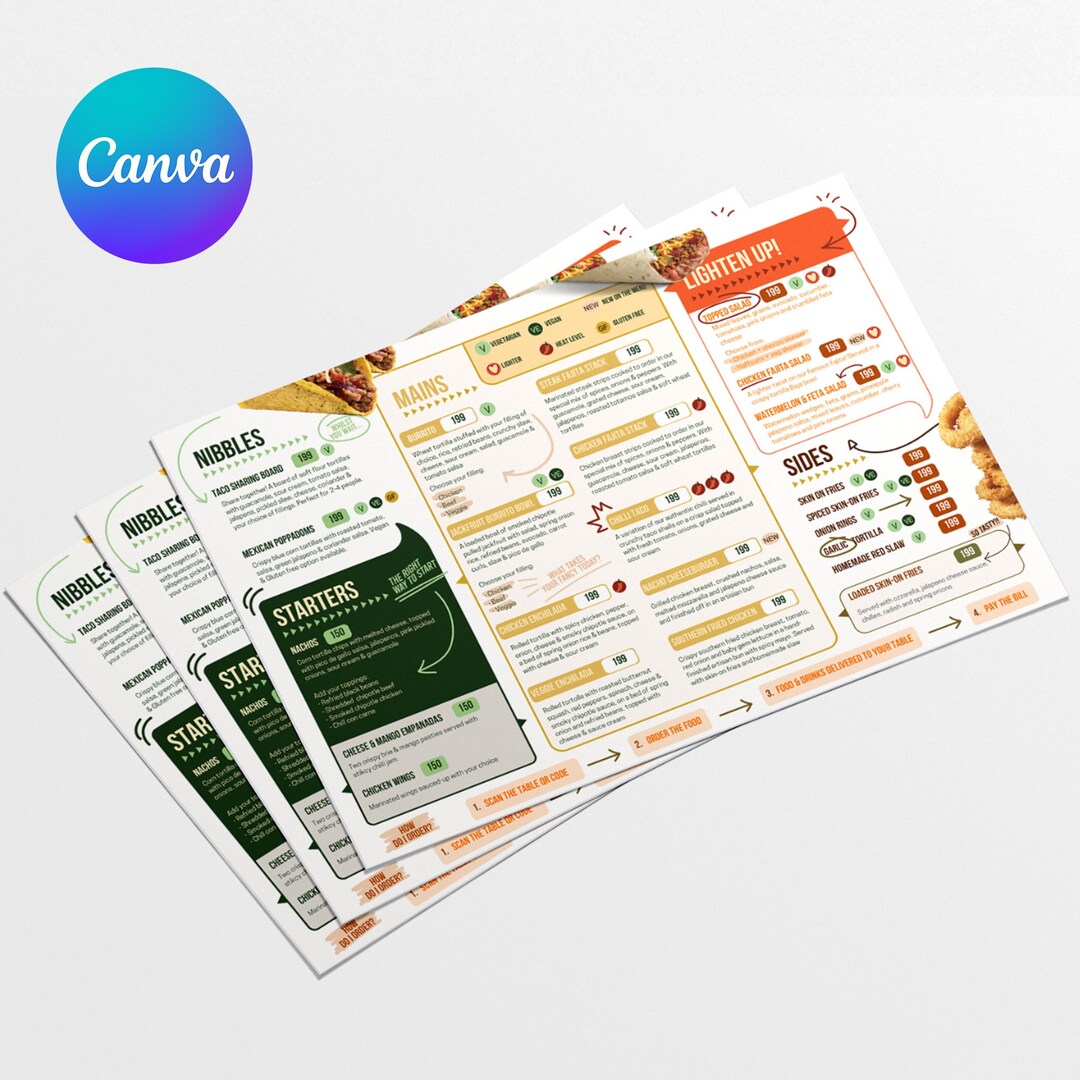 Editable Mexican Food Menu Template for Canva Vibrant and - Etsy