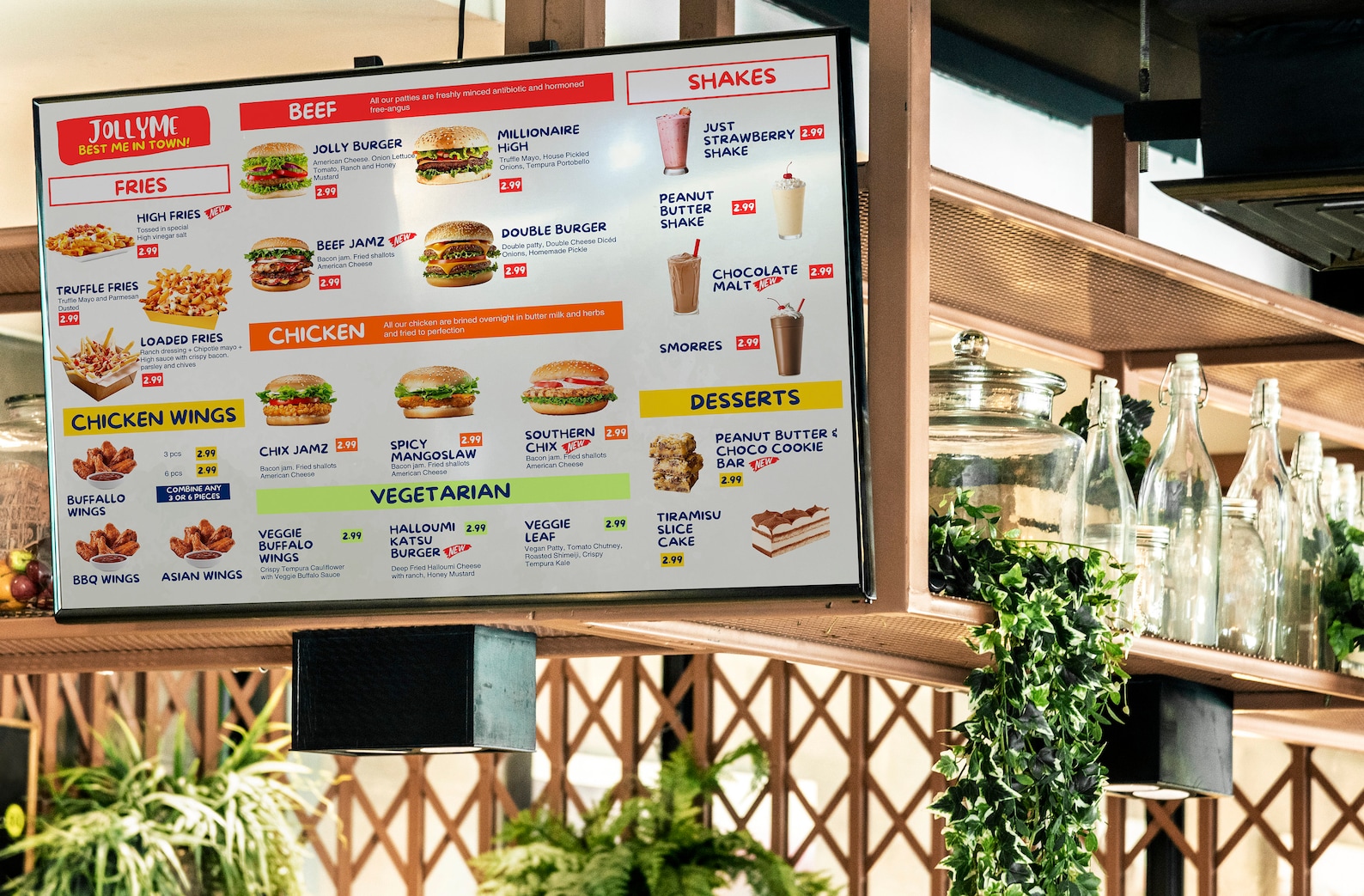 Burger and Fries Food Menu Editable Canva for Restaurant Desserts, Food ...