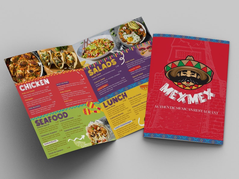 Editable Mexican Food Menu Template for Canva, Vibrant and Delicious ...