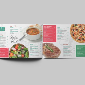Italian Food Menu Editable Canva for Restaurant Italy Pizza, Pasta and ...