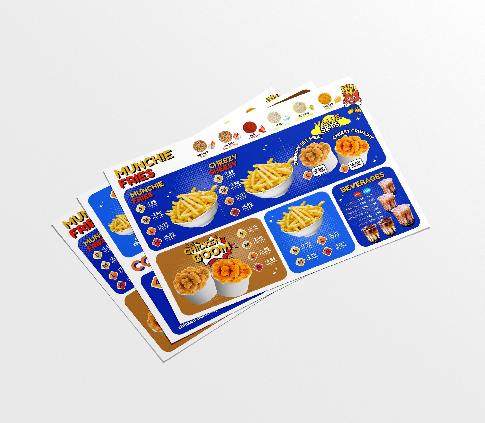 Editable Chicken and Fries Food Menu Template for Canva, Vibrant and ...